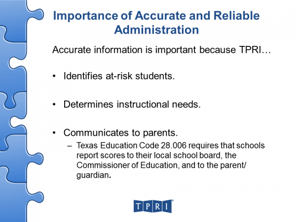 Unit 3. How and When Do We Administer the TPRI in Grade 1? | Texas Gateway
