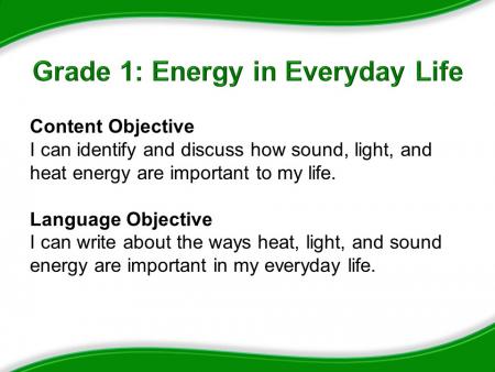 Grade 1: Energy in Everyday Life | Texas Gateway